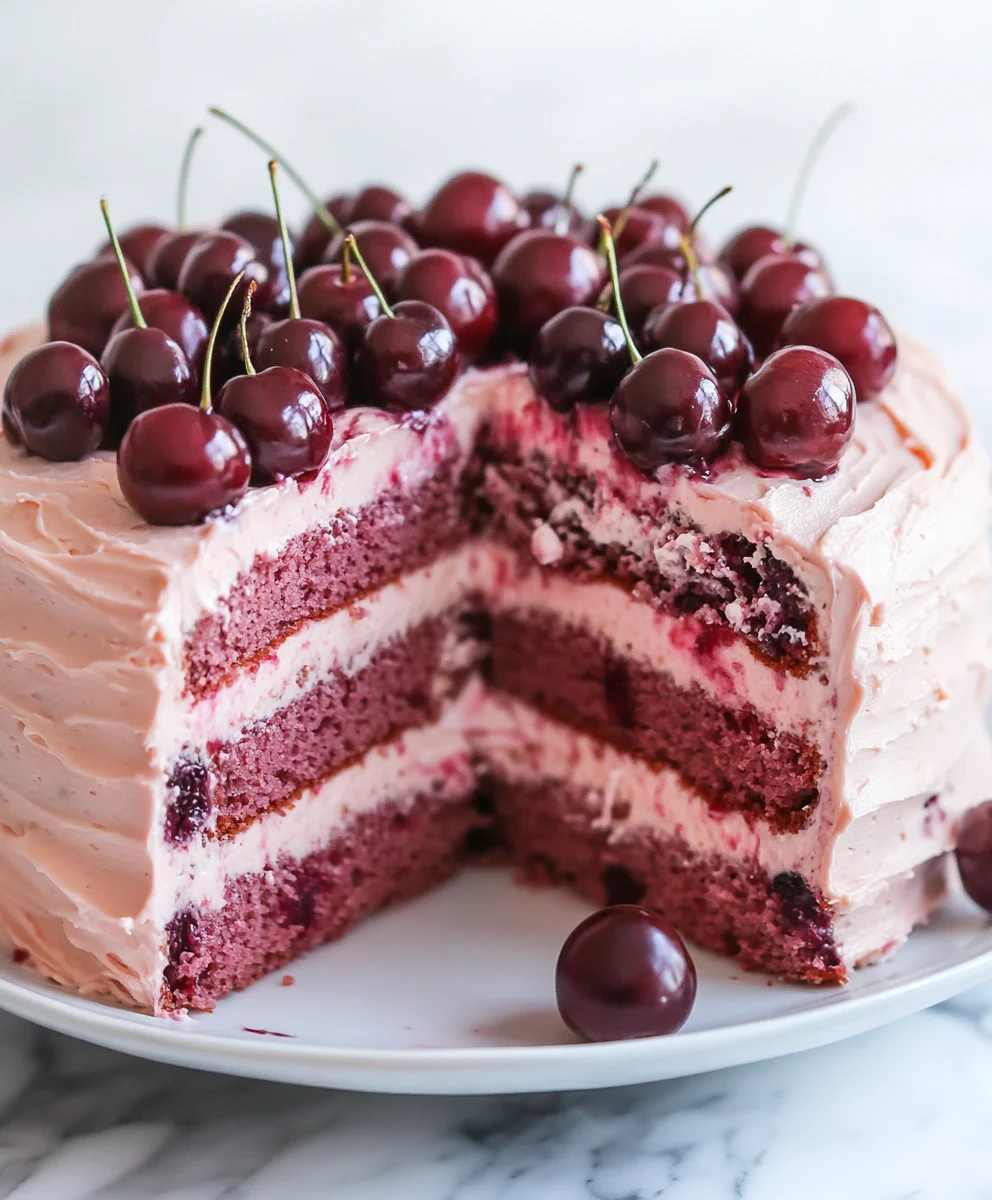 Cherry Layer Cake with Cherry Cream Cheese Frosting